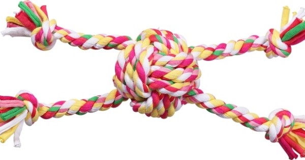 PW ΠΑΙΧΝΙΔΙ ΣΚΥΛΟΥ COLORFUL BRAIDED ROPE BALL 25,5CM