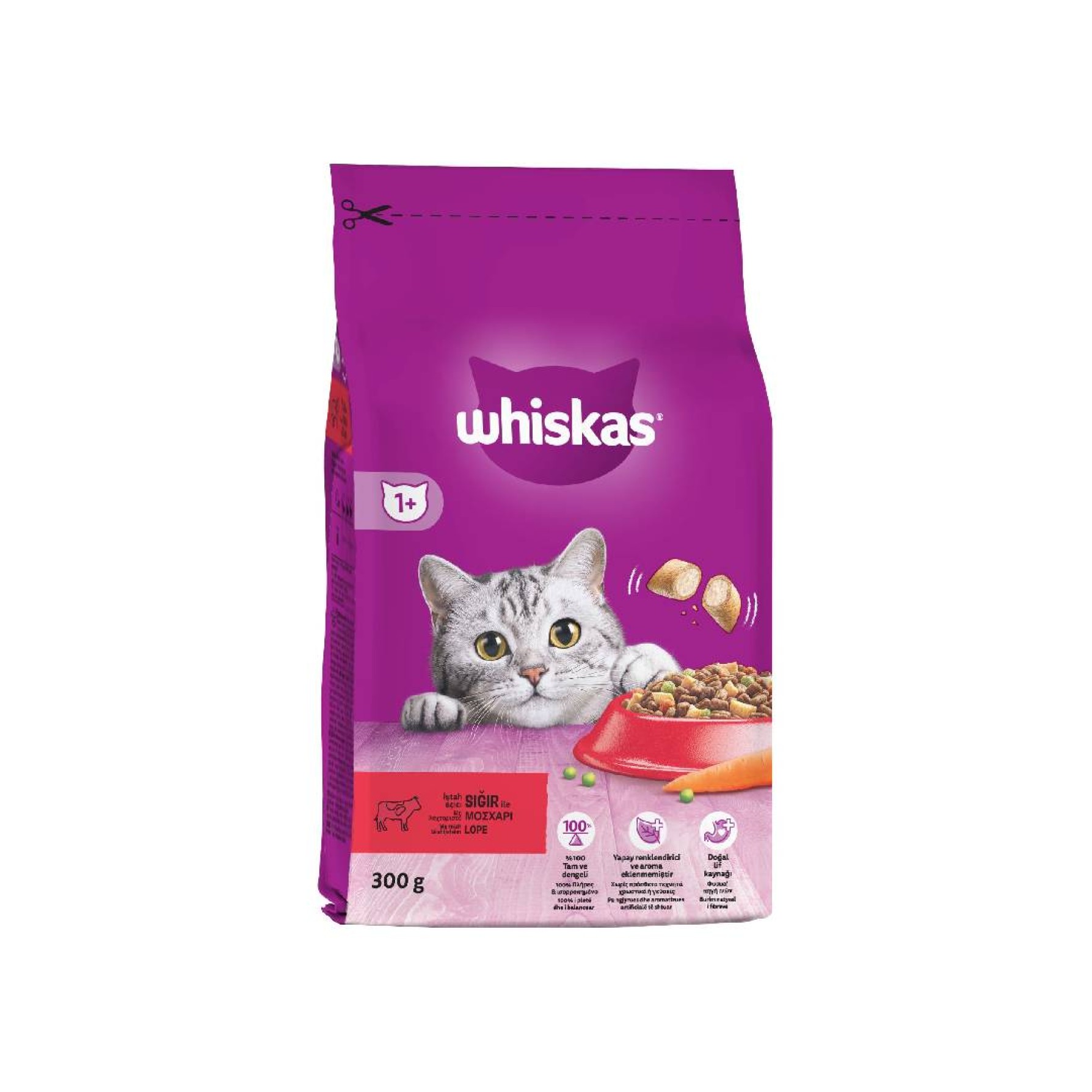 WHISKAS ADULT ΜΟΣΧΑΡΙ & ΓΕΜ.ΚΡΟΚΕΤΕΣ 300g