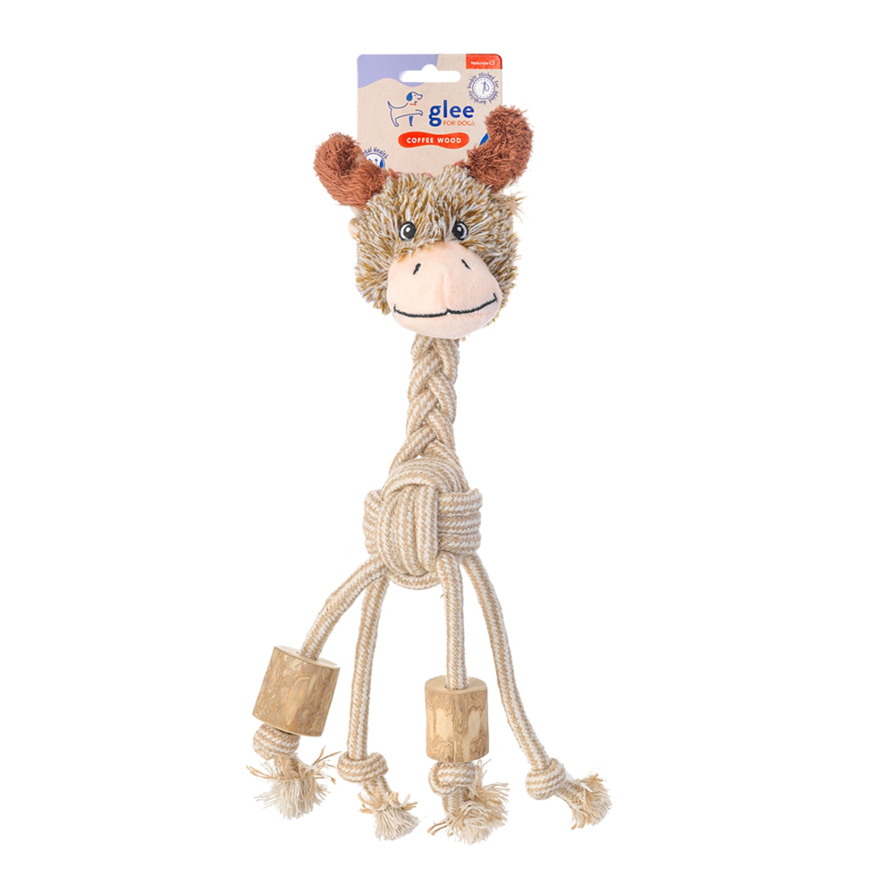 GLEE ΠΑΙΧΝΙΔΙ ΣΚΥΛΟΥ MOOSE BALL ROPE WITH COFFEE WOOD 35cm
